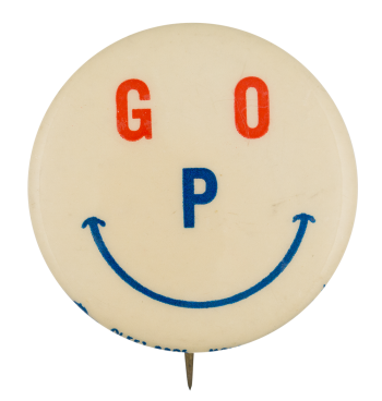 GOP Red and Blue Smiley | Busy Beaver Button Museum